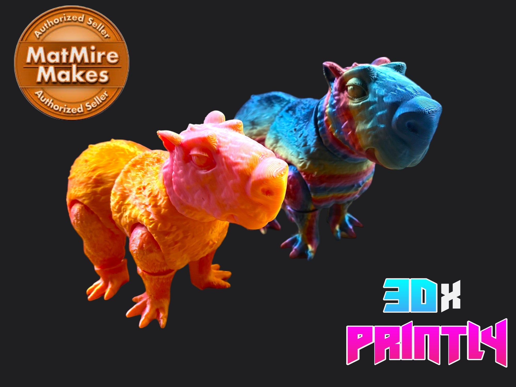 Capybara - Matmire Makes 3D Design - Rainbow / Color shift PLA – 3DxPrintly