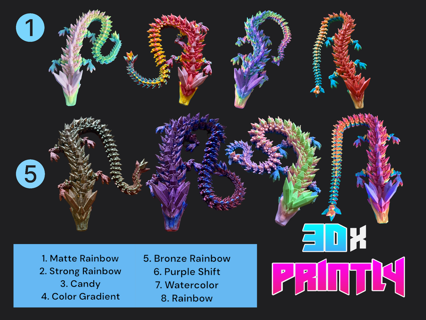 Fae Dragon - Cinderwind 3D Design - Rainbow / Color shift PLA – 3DxPrintly