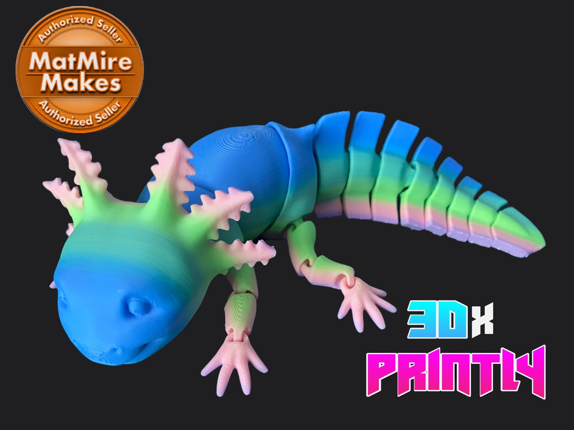 Axolotl - Matmire Makes 3D Design - Rainbow / Color shift PLA – 3DxPrintly